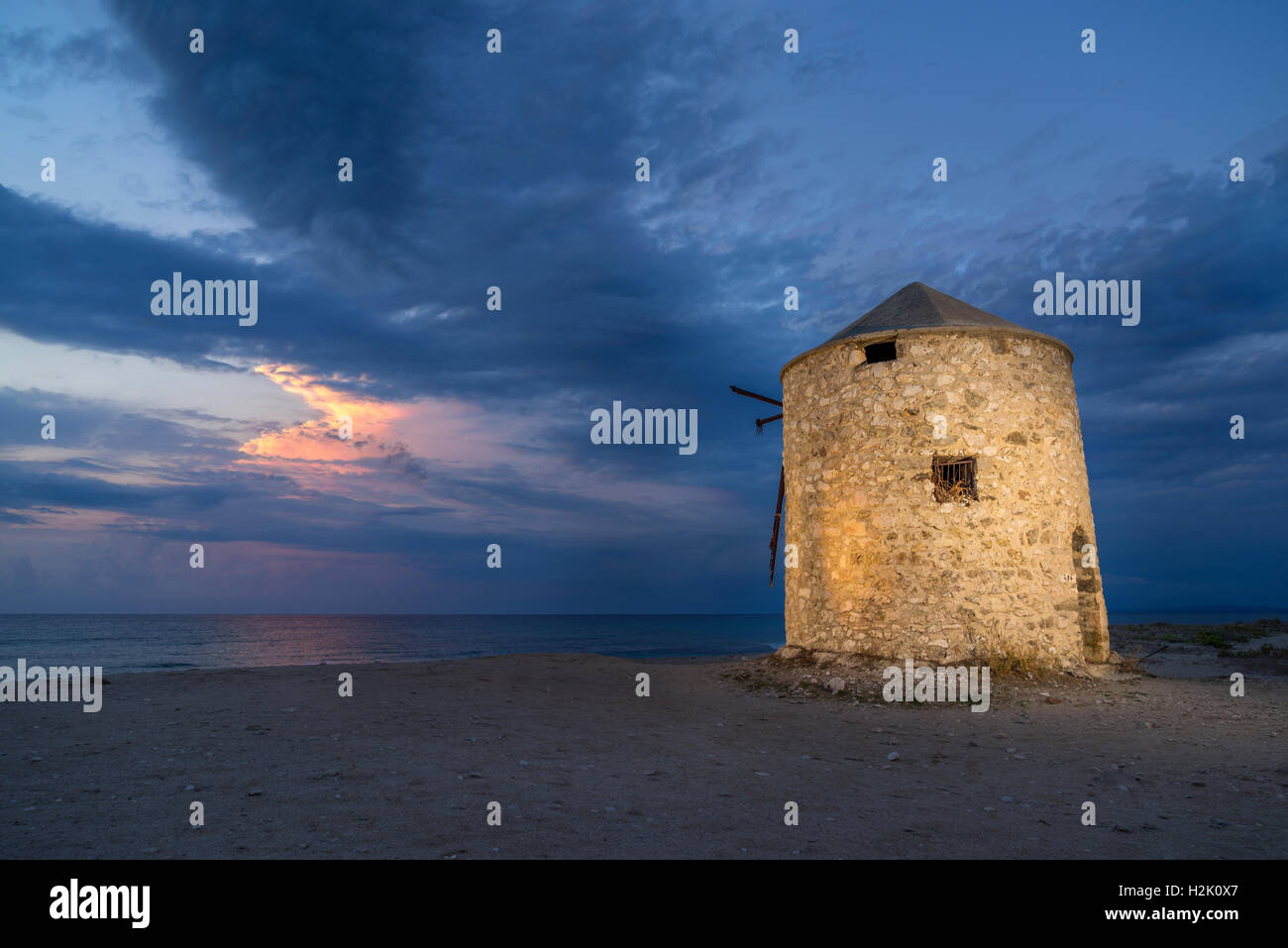 Old windmill ai Gyra beach, Lefkada Greece Stock Photo - Alamy