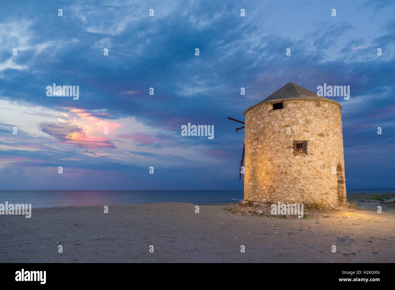 Old windmill ai Gyra beach, Lefkada Greece Stock Photo - Alamy