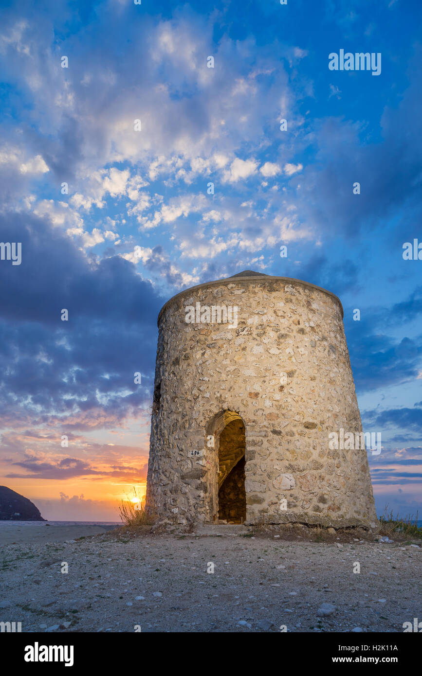 Old windmill ai Gyra beach, Lefkada Greece Stock Photo - Alamy