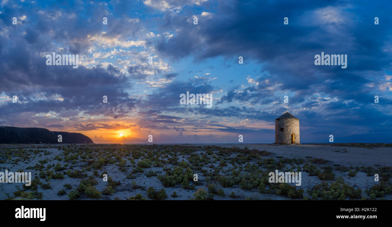 Old windmill ai Gyra beach, Lefkada Greece Stock Photo - Alamy