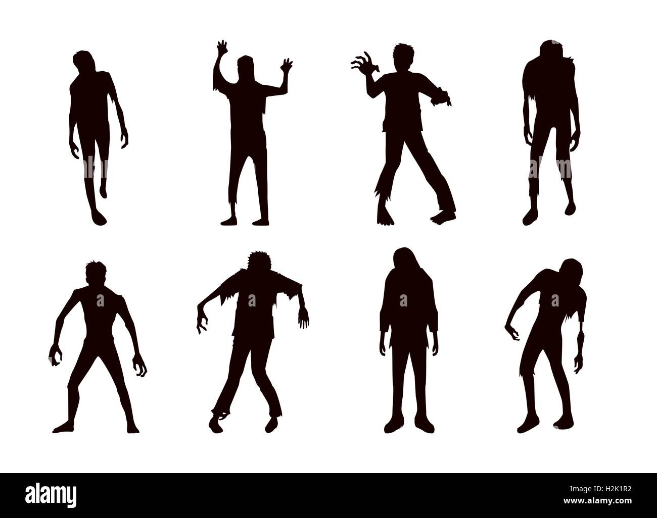 Vector zombie collection in silhouette style Stock Vector Image & Art ...