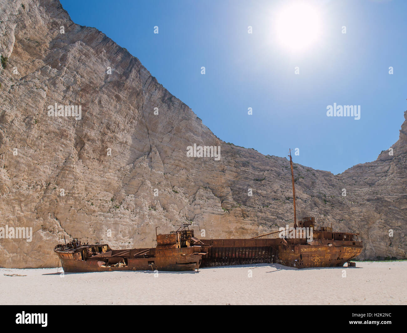 The famous Navagio Shipwreck beach in Zakynthos island Greece Stock ...