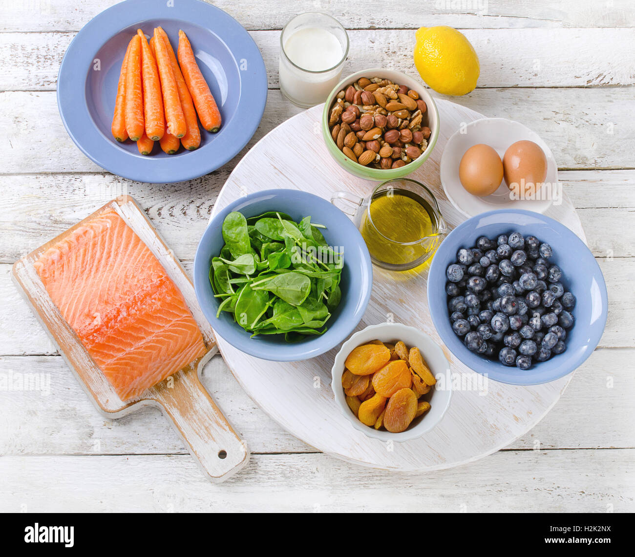 Foods for healthy vision. Concept. View from above Stock Photo - Alamy