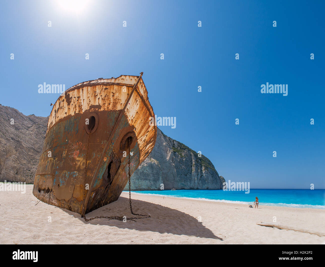 The famous Navagio Shipwreck beach in Zakynthos island Greece Stock ...