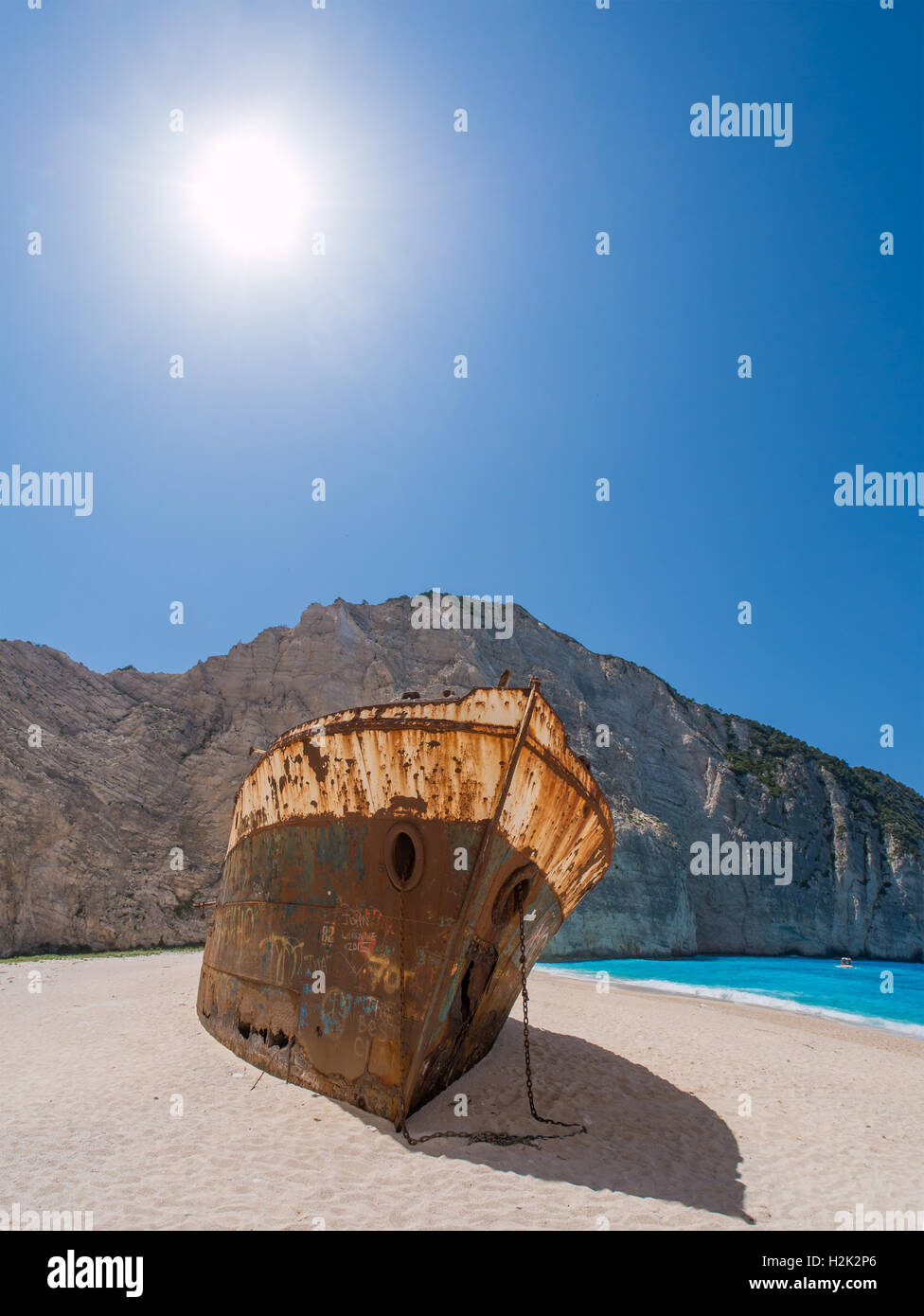 The famous Navagio Shipwreck beach in Zakynthos island Greece Stock ...
