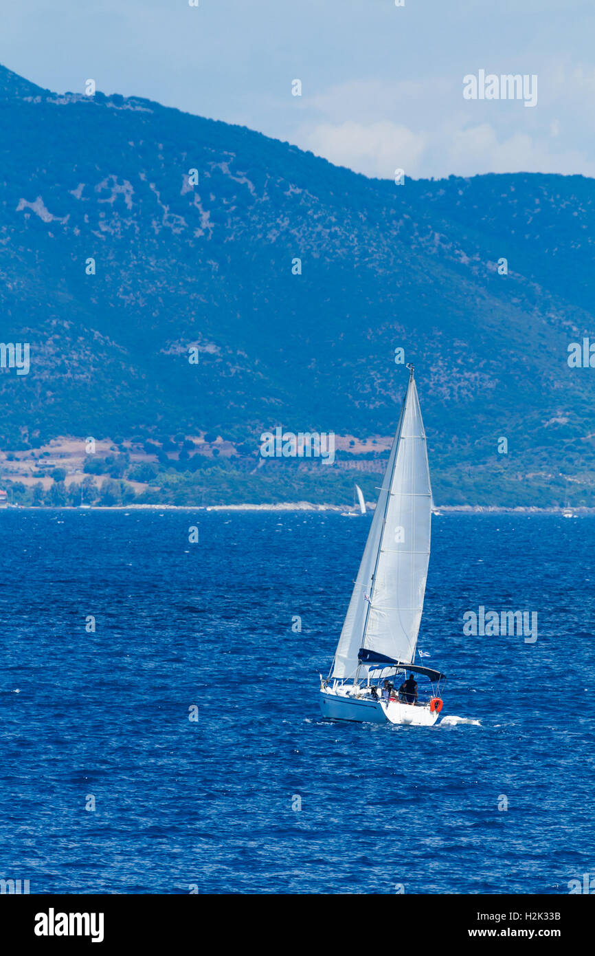 Sailing yacht around Lefkada island in Greece Stock Photo - Alamy