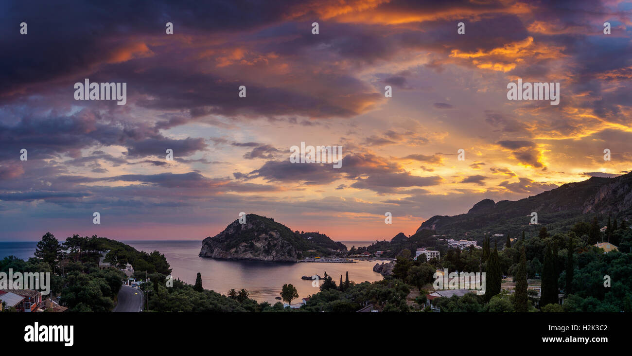 Paleokastritsa At Sunset In COrfu Greece Stock Photo Alamy Paleokastritsa At Sunset In COrfu Greece Stock Photo Alamy