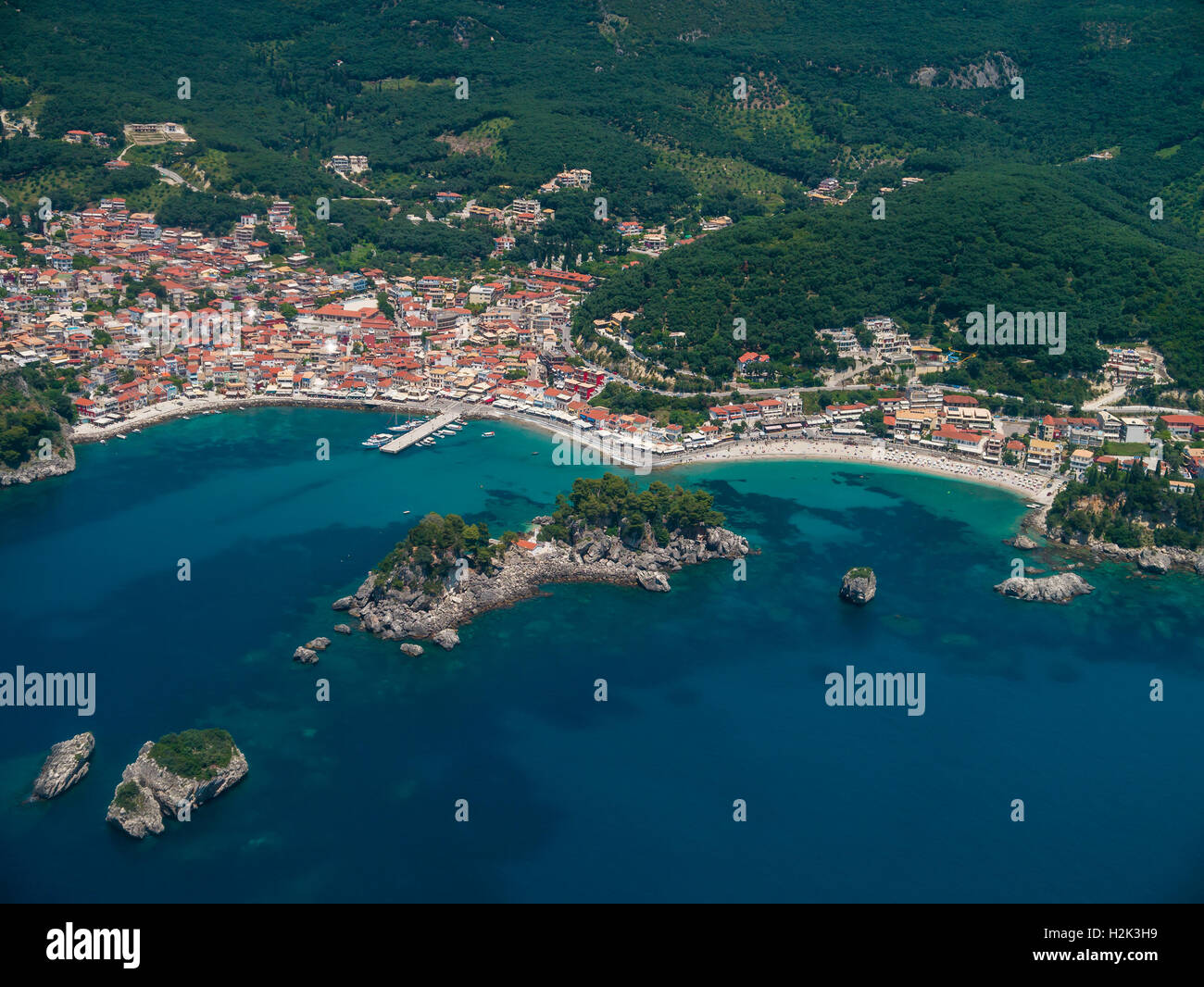 Aerial landscape of Parga Epirus Greece Stock Photo - Alamy