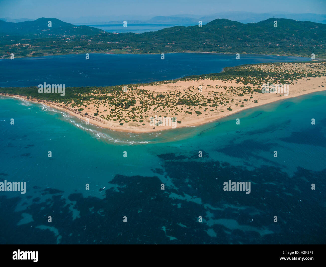 Chalikounas beach in Corfu Greece view from the air Stock Photo - Alamy