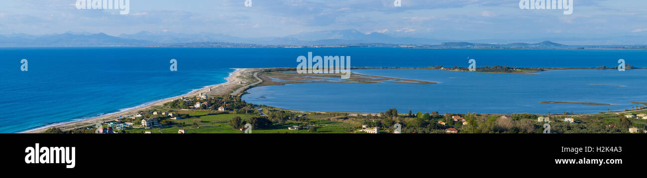 Overview on the island of Lefkada in Greece with view on Preveza Stock ...