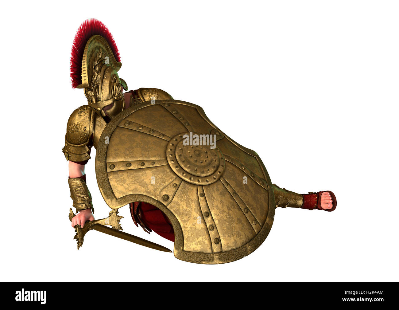 3D rendering of an ancient Greek soldier isolated on white background ...