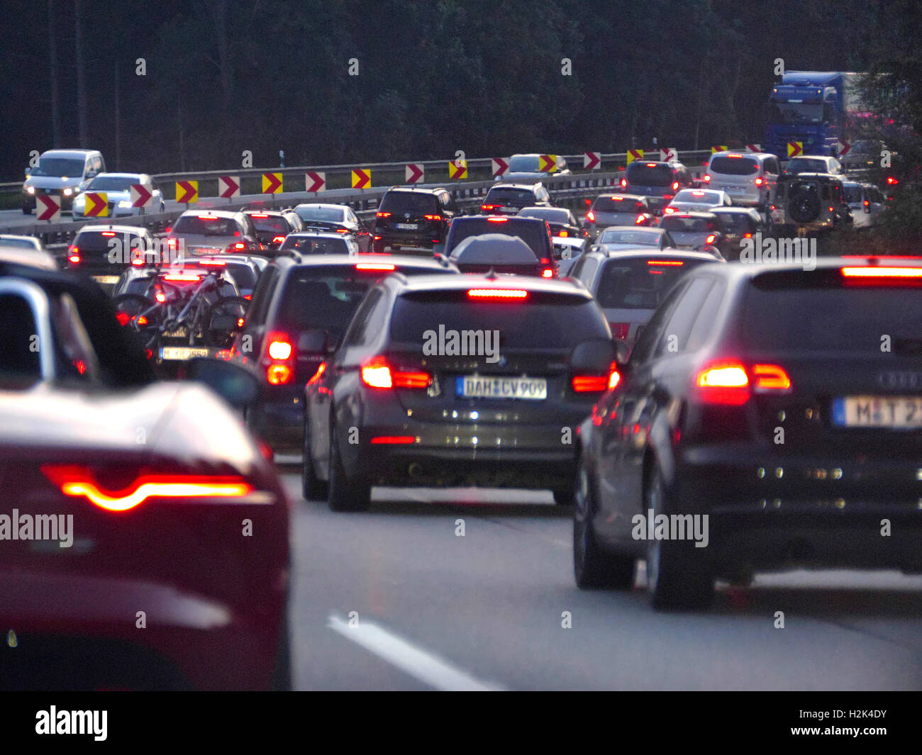 Europe Germany Deutsche German Autobahn Rush Hour Traffic Jam sign ...