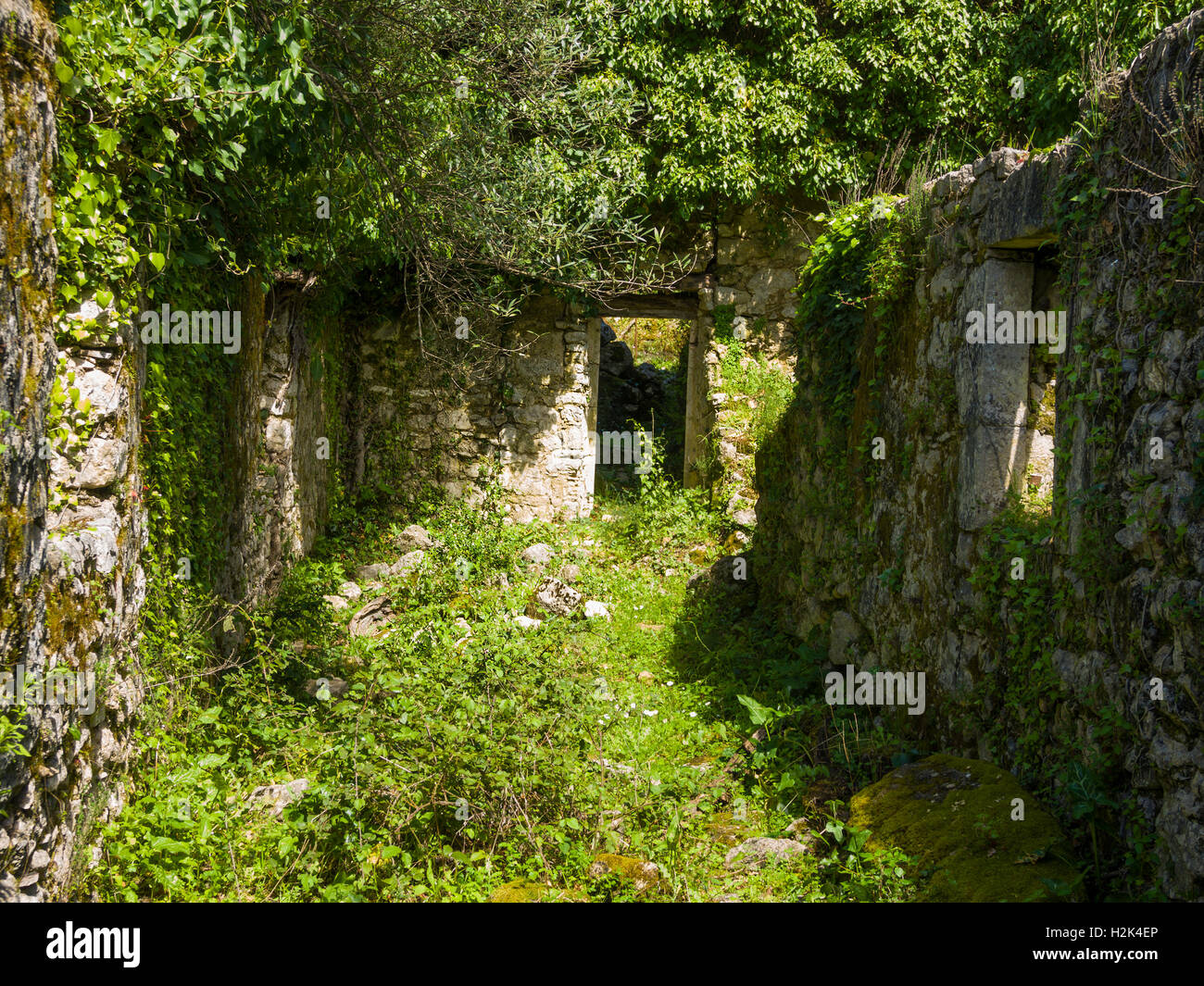 The red church monastery in Lefkada Greece Stock Photo - Alamy