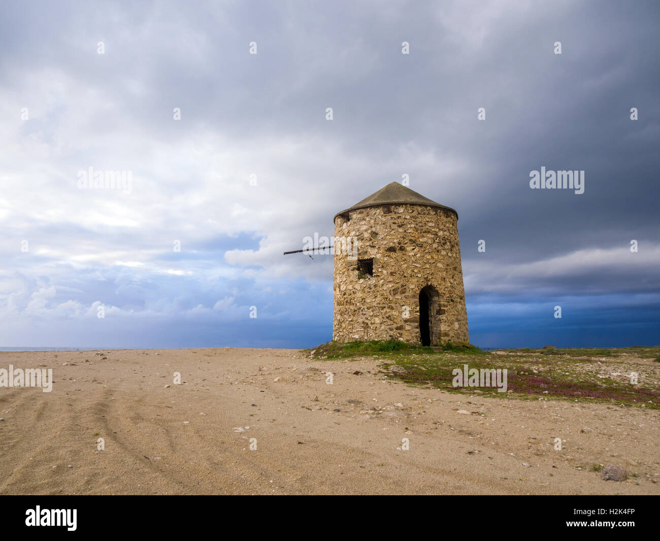 Old windmill ai Gyra beach, Lefkada Greece Stock Photo - Alamy