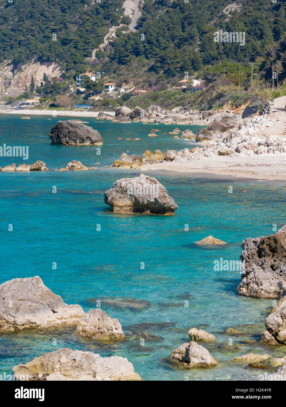 Saint Nikitas tourist resort in Lefkas Greece Stock Photo - Alamy