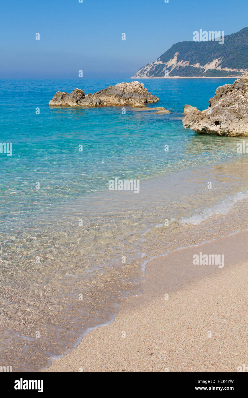 Saint Nikitas tourist resort in Lefkas Greece Stock Photo - Alamy