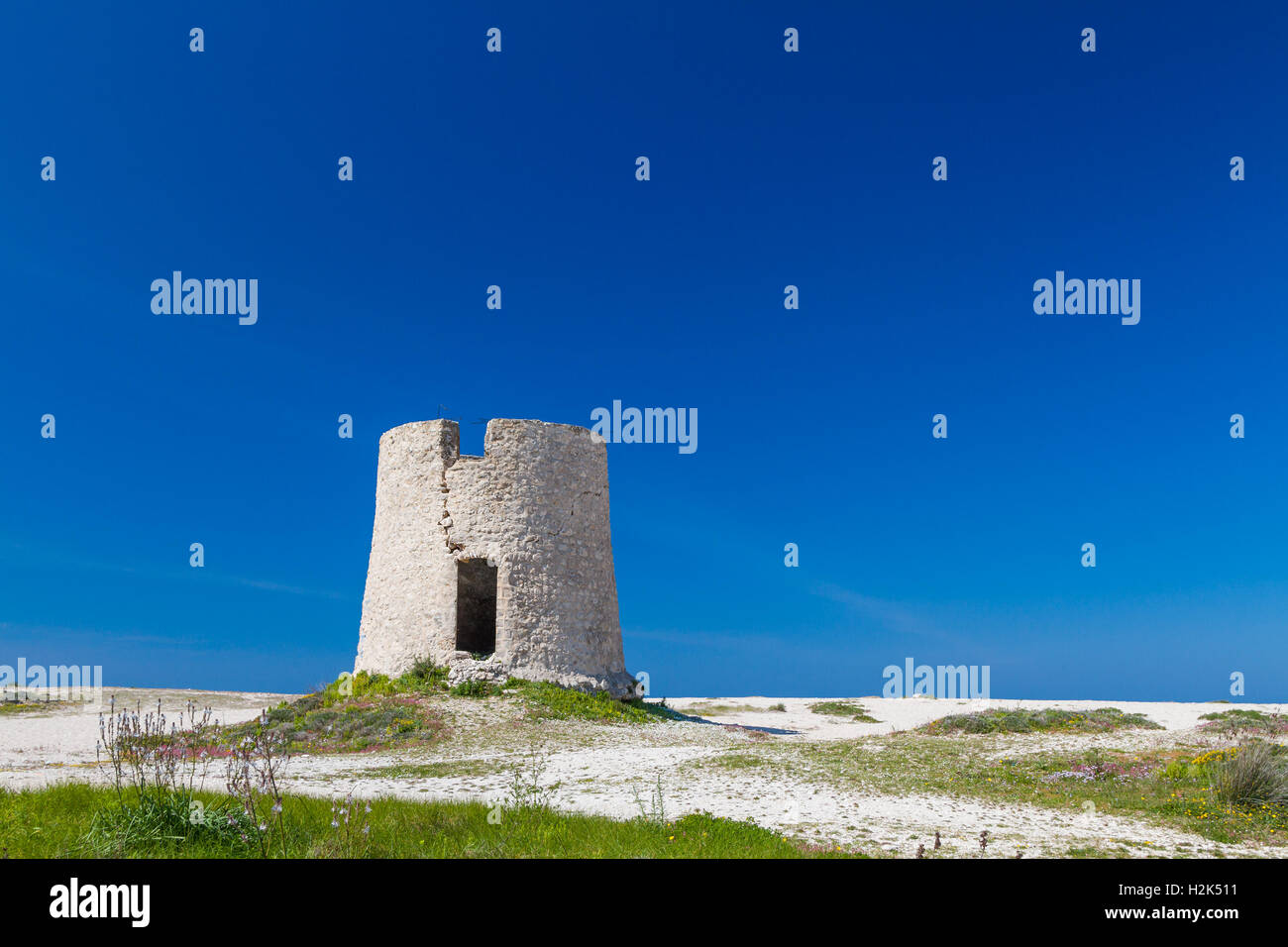 Windmill at Gyra beach, Lefkada, Greece Stock Photo - Alamy