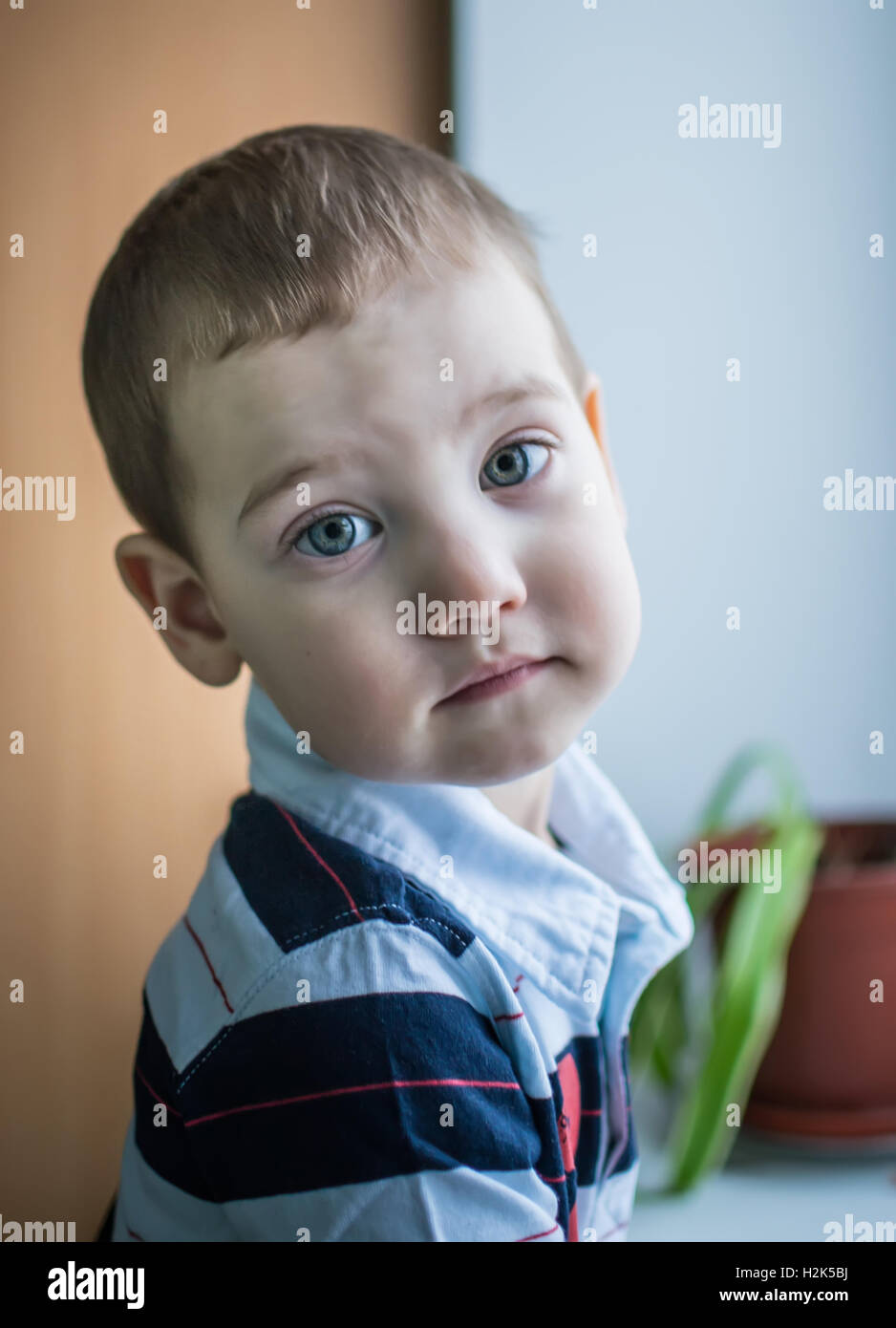 The boy at the window Stock Photo - Alamy