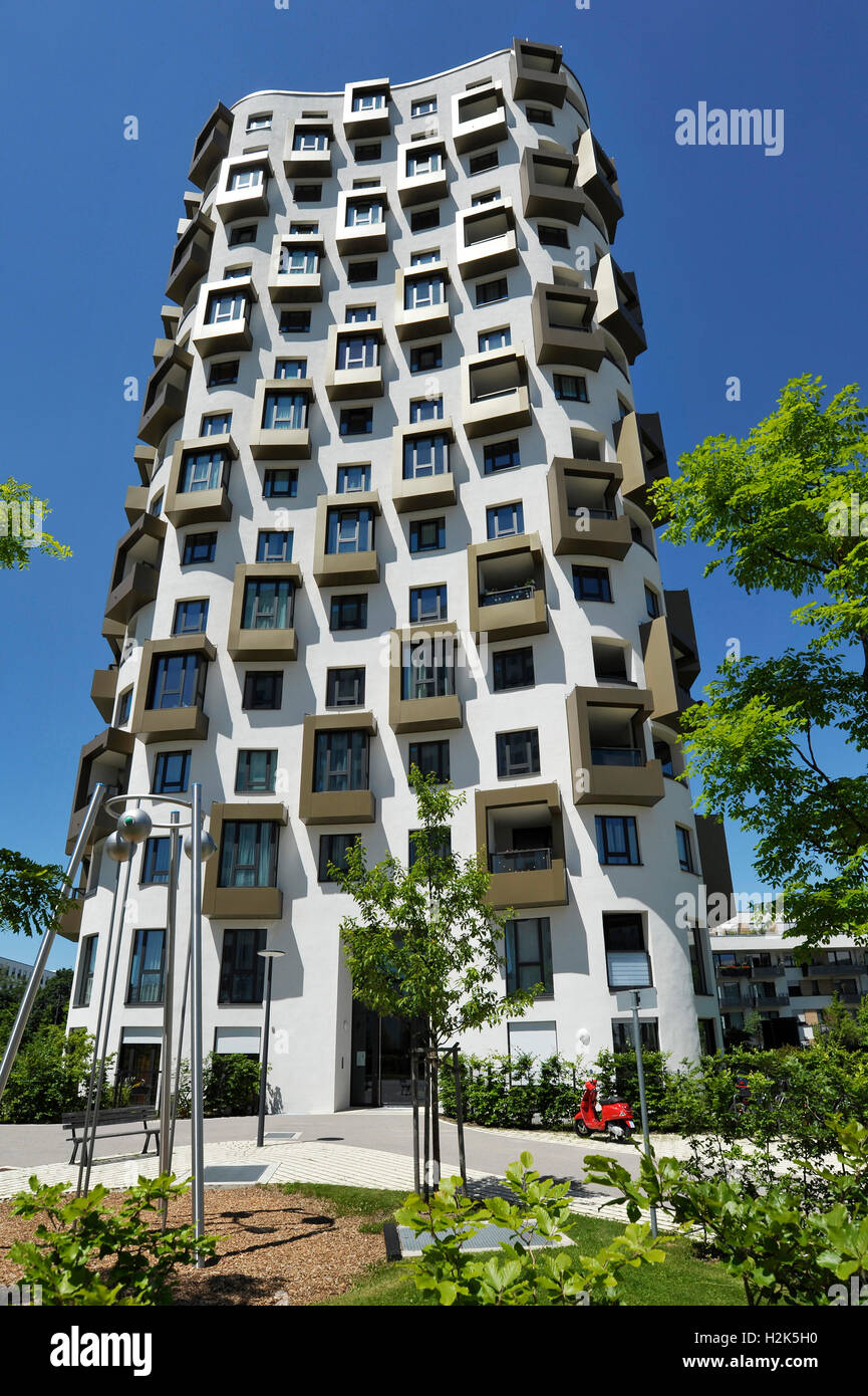 Modern high-rise building, residential area, newly-builtHofmann Höfe ...