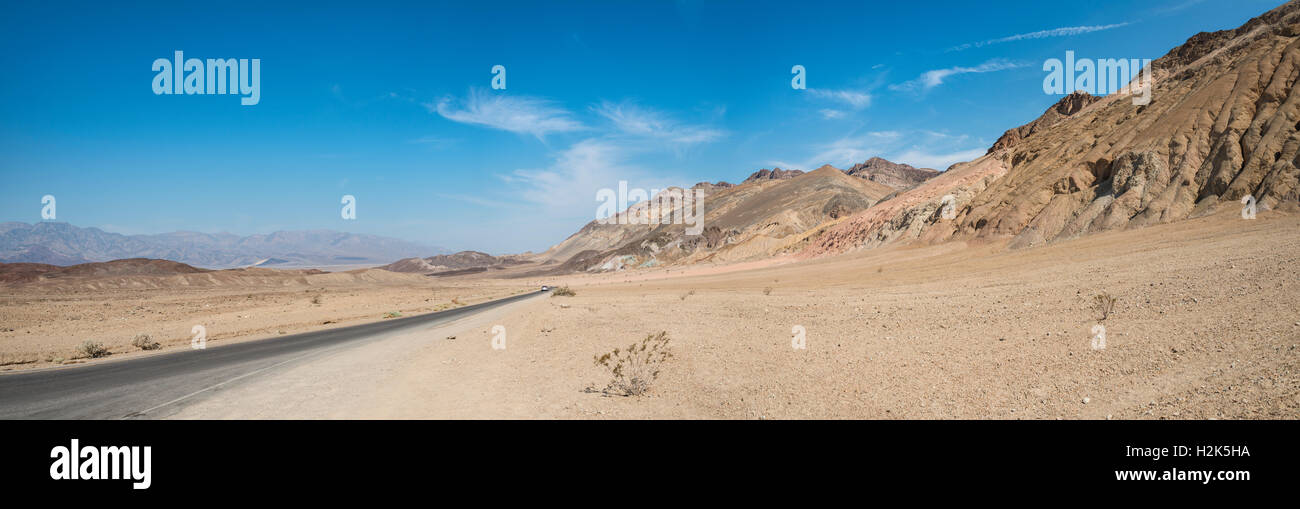 Road through desert landscape, Artists Drive, Mojave Desert, Death ...