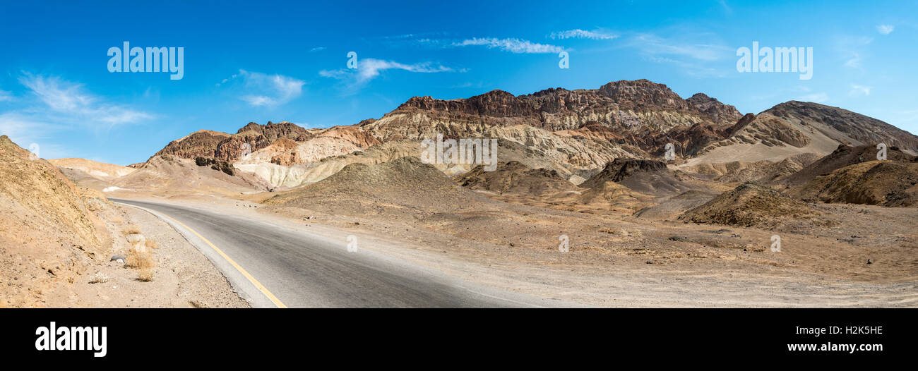 Road through desert landscape, Artists Drive, Mojave Desert, Death ...