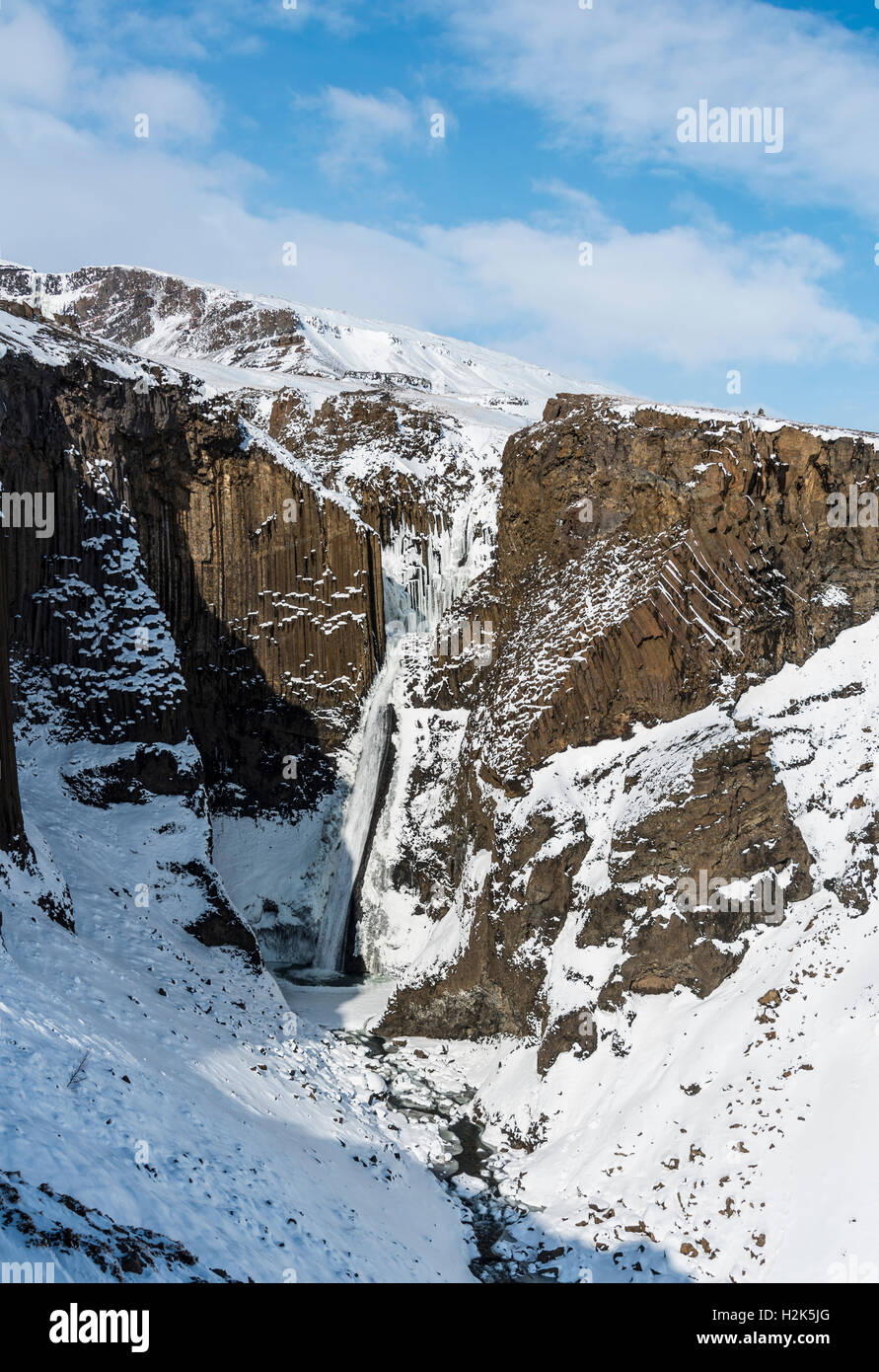 Litlanesfoss Waterfall with basalt columns, Vallanes, East Iceland ...