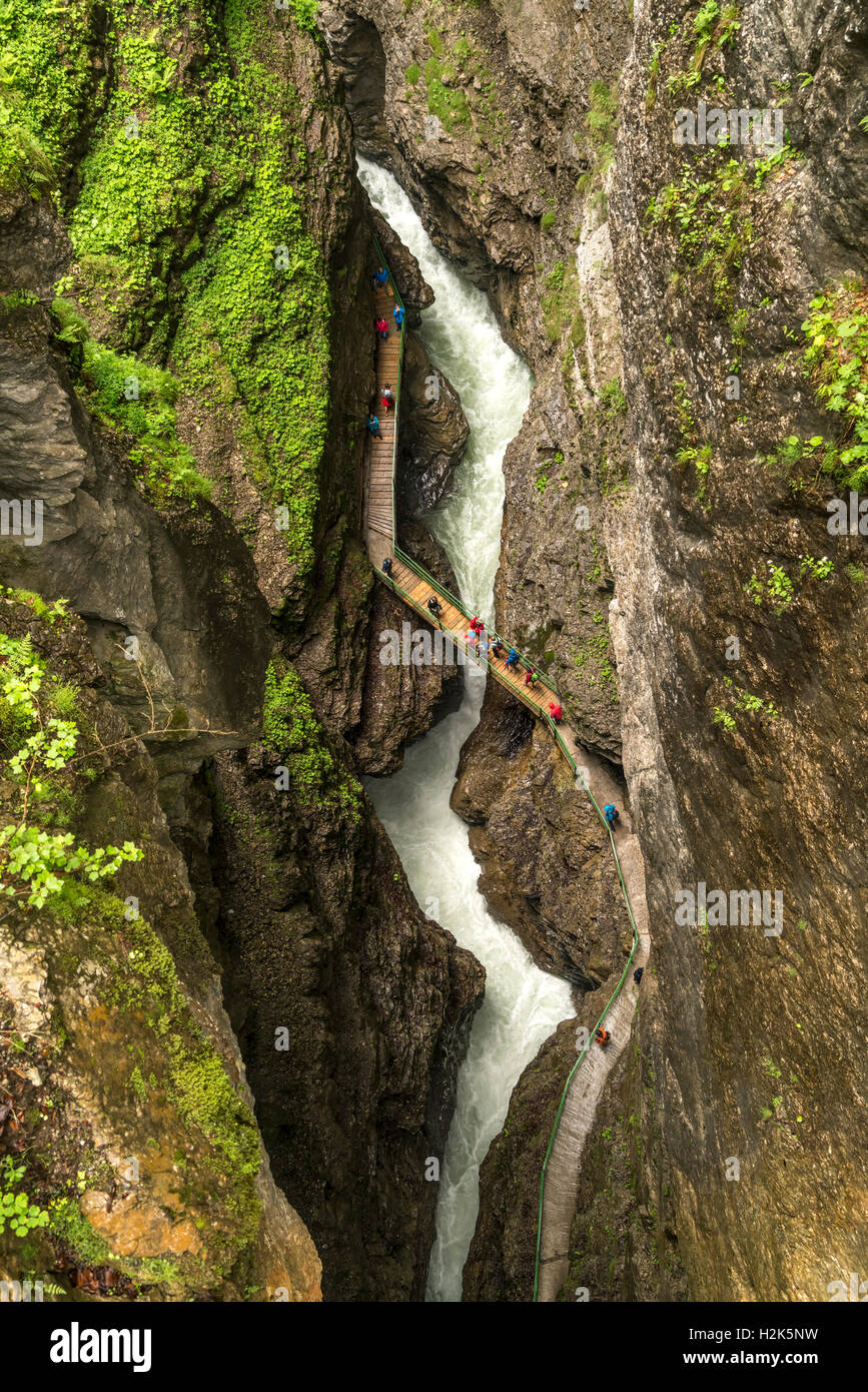 Trail through the gorge Breitachklamm, Kleinwalsertal near Oberstdorf ...