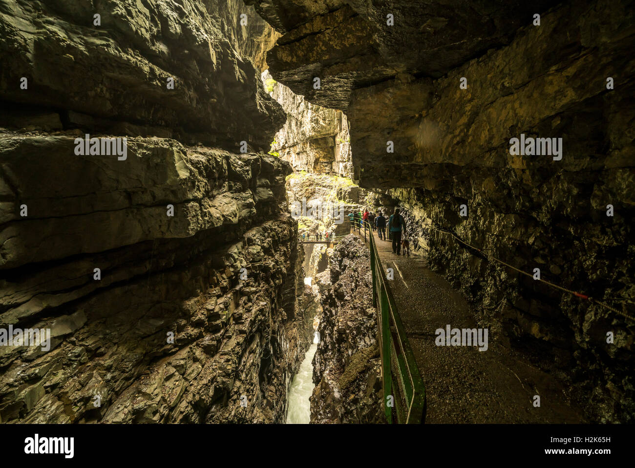 Trail through the gorge Breitachklamm, Kleinwalsertal near Oberstdorf ...