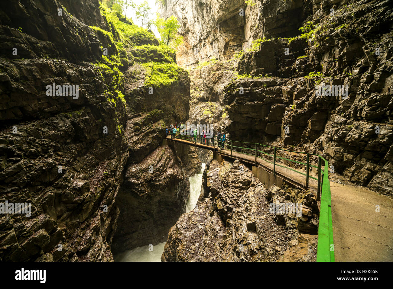 Trail through the gorge Breitachklamm, Kleinwalsertal near Oberstdorf ...