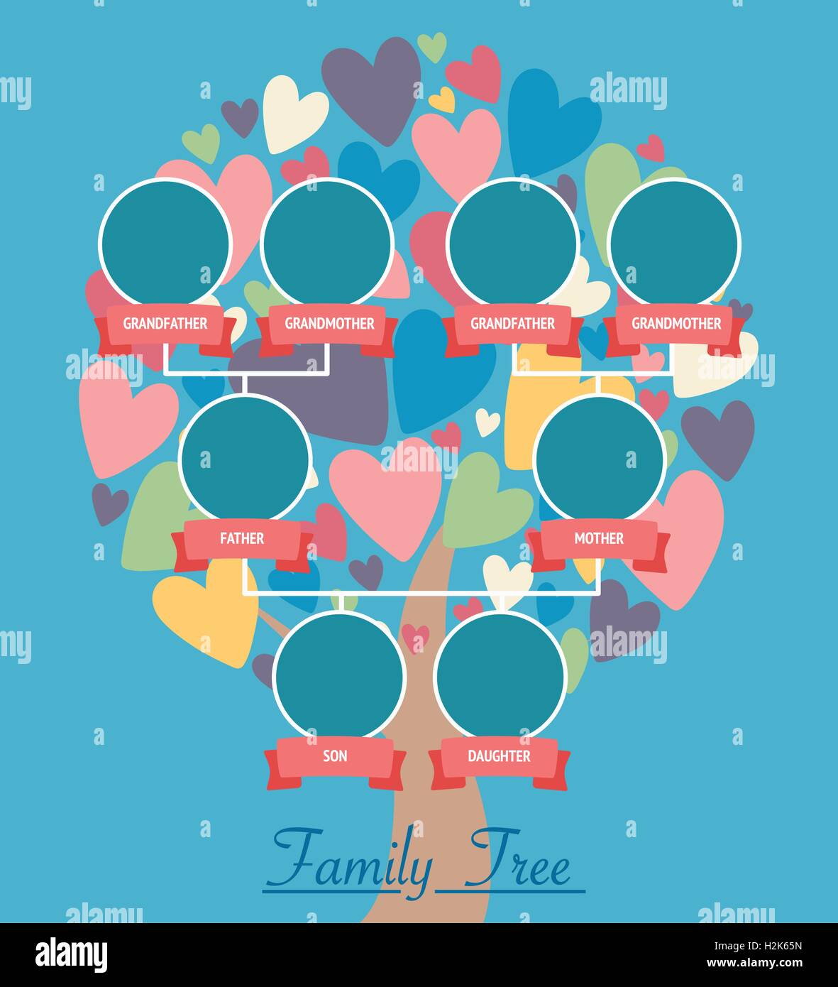 Family tree generation icons infographic avatars in flat style Stock ...