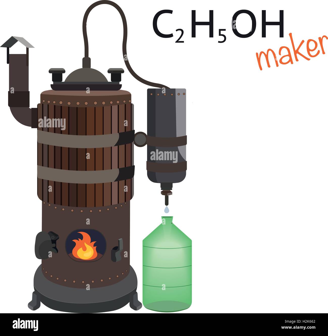 Copper distiller makes an alcoholic drink Stock Vector Image & Art - Alamy