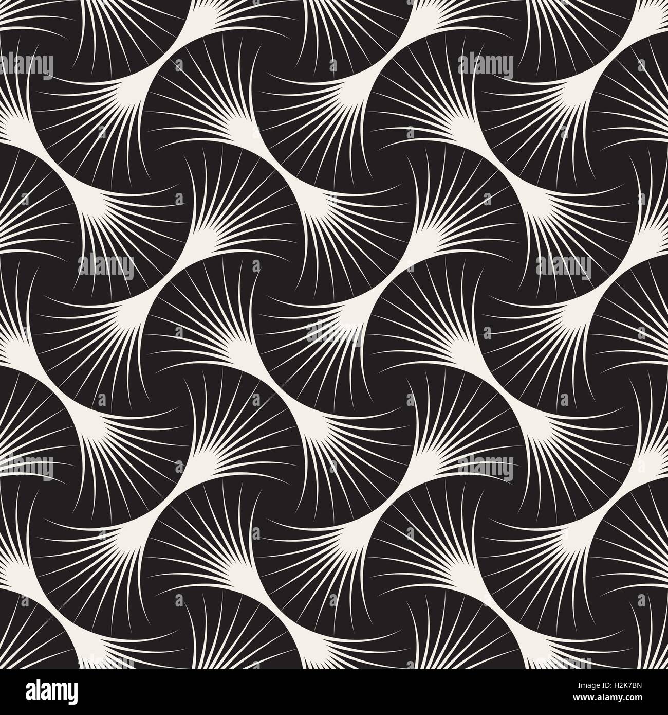 Vector Seamless Black and White Arc Lines Grid Pattern Stock Vector ...