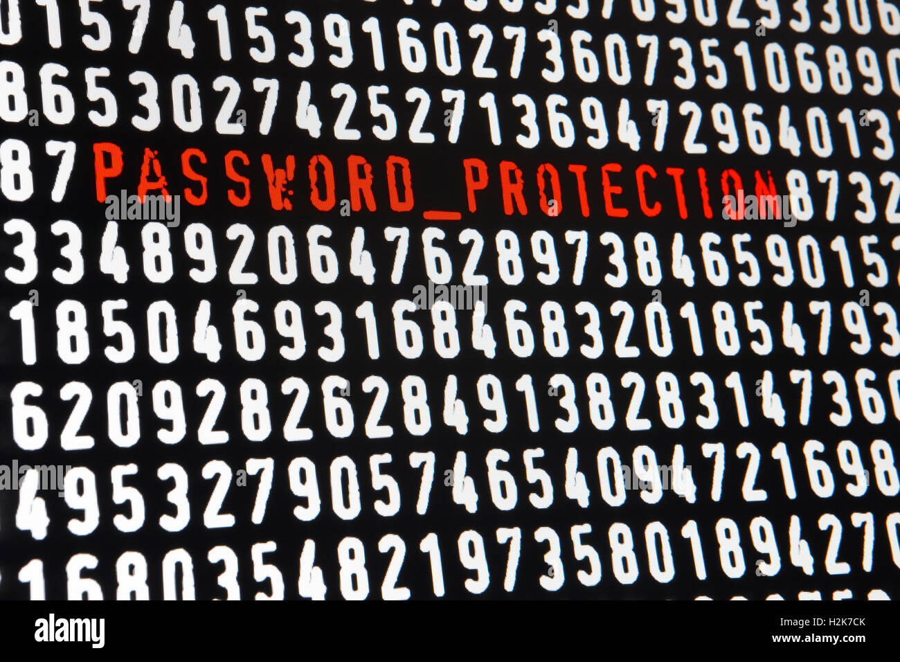 Computer screen with password protection text on black background ...