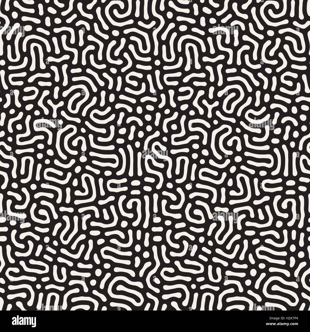 Vector Seamless Black and White Organic Lines Pattern Stock Vector ...