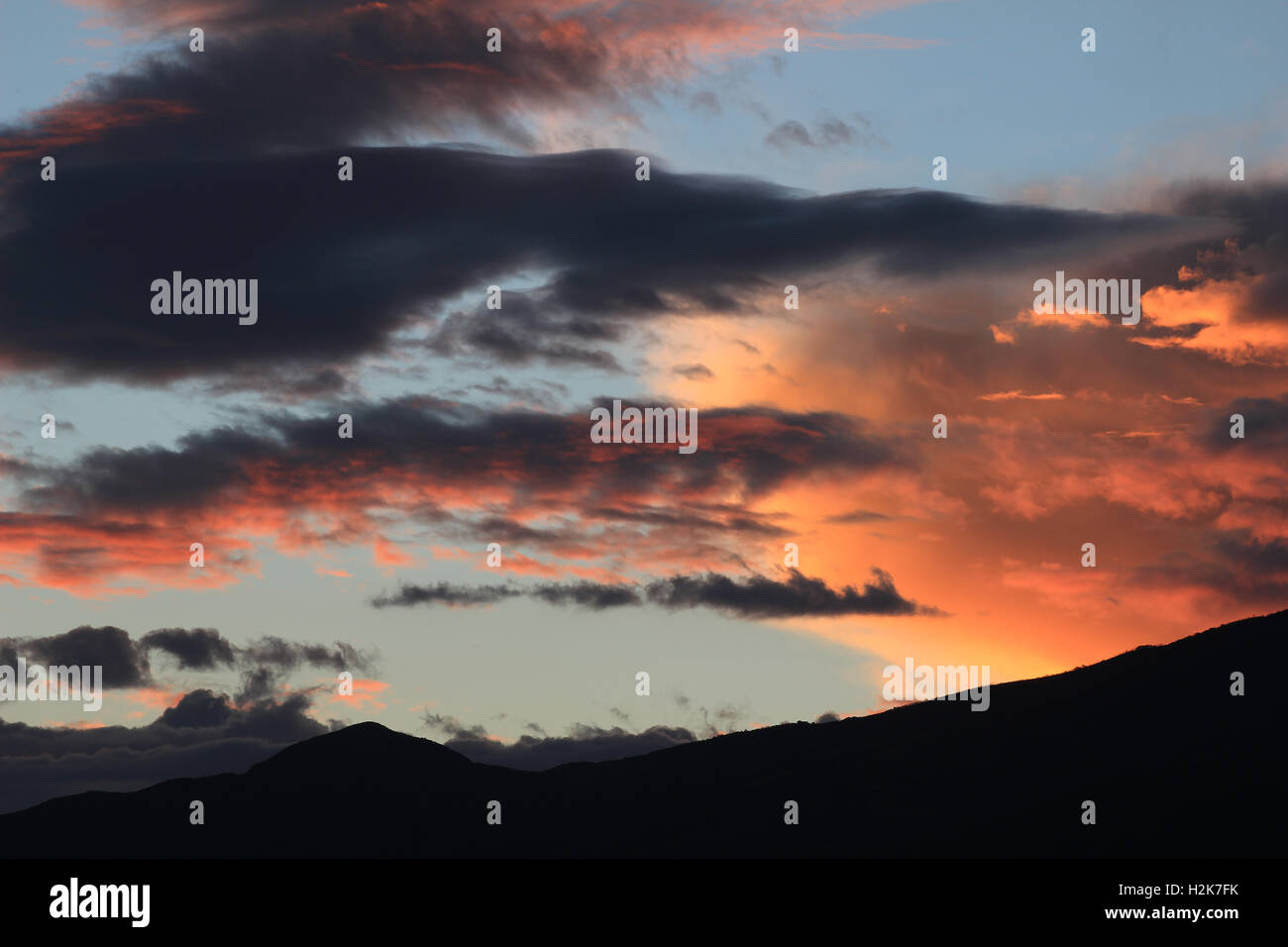 A colorful sunset in the Andes Mountains near Cotacachi, Ecuador Stock ...