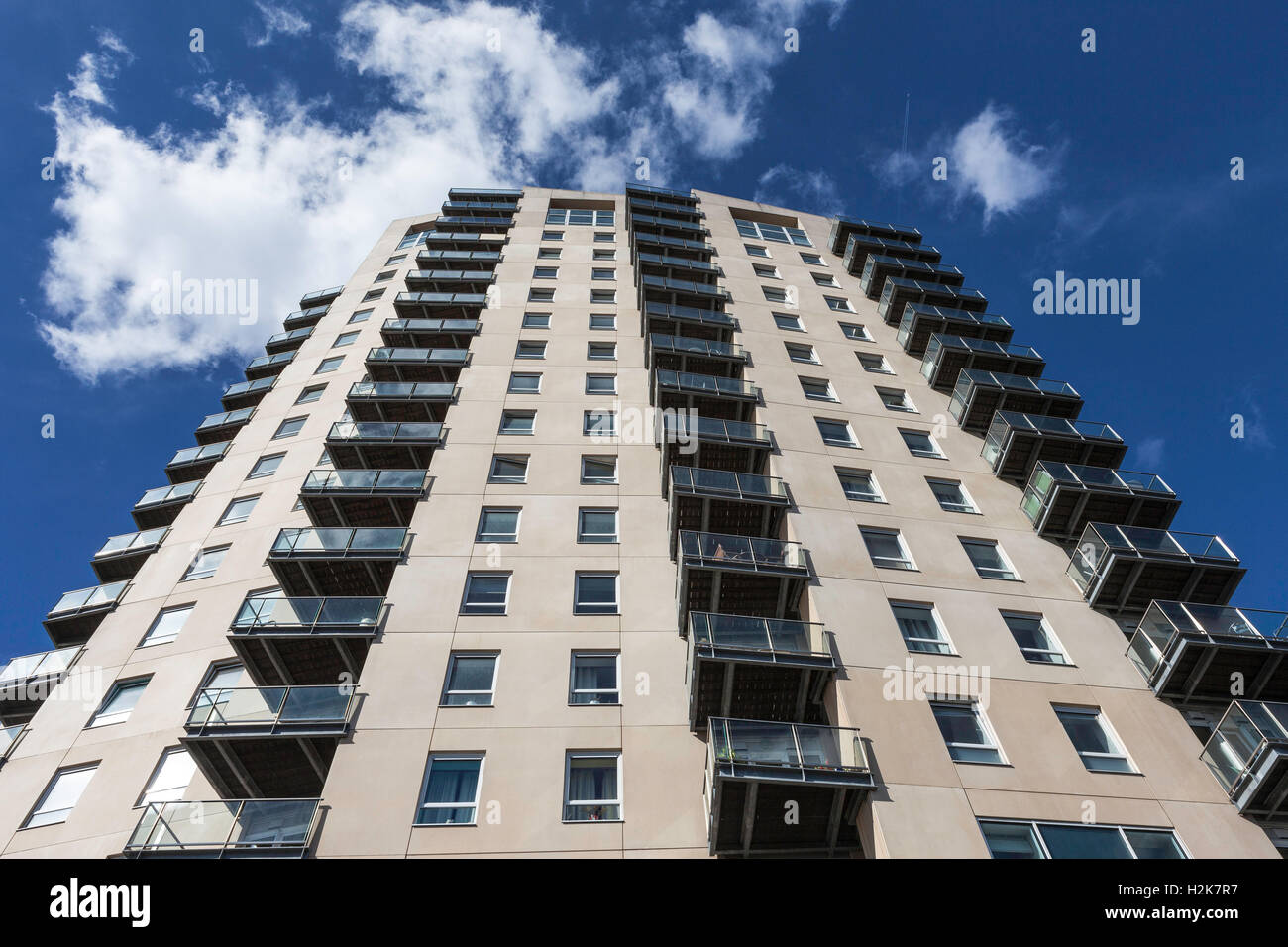 A modern apartment block Salford Quays and Media City, Manchester, UK ...