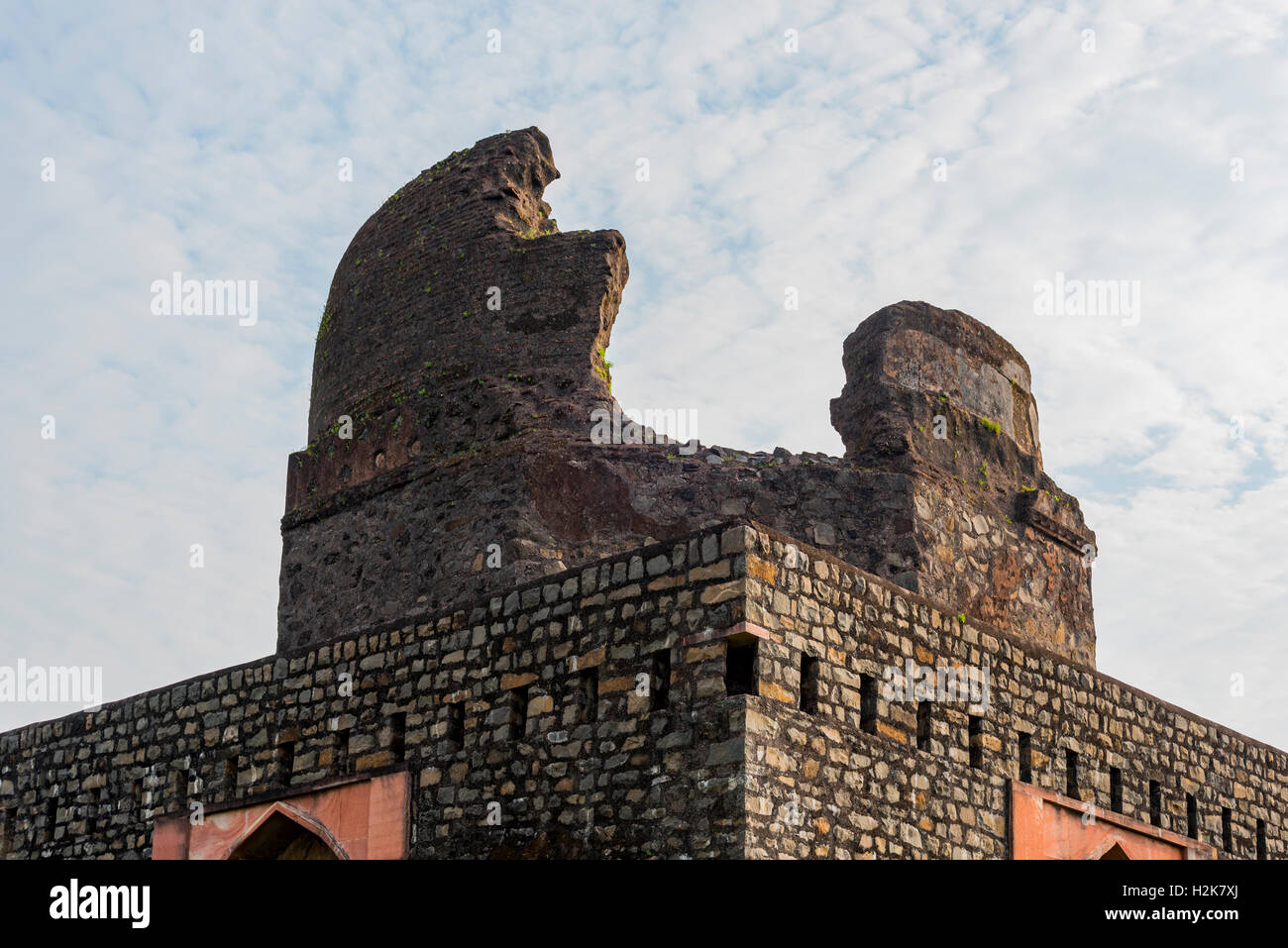 Broken dome of an ancient square monument in Mandu, Madhya Pradesh ...
