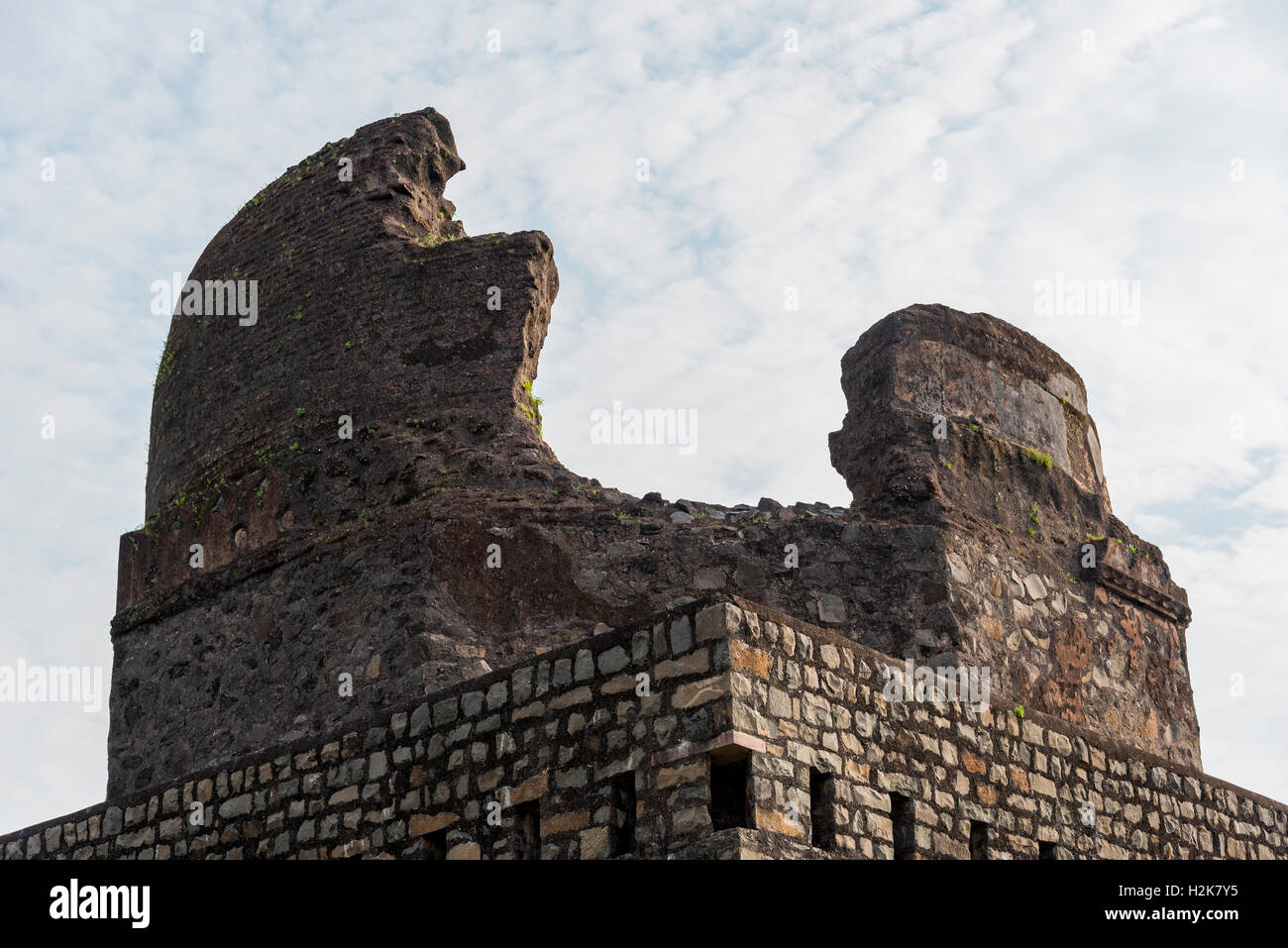 Broken dome of an ancient square monument in Mandu, Madhya Pradesh ...