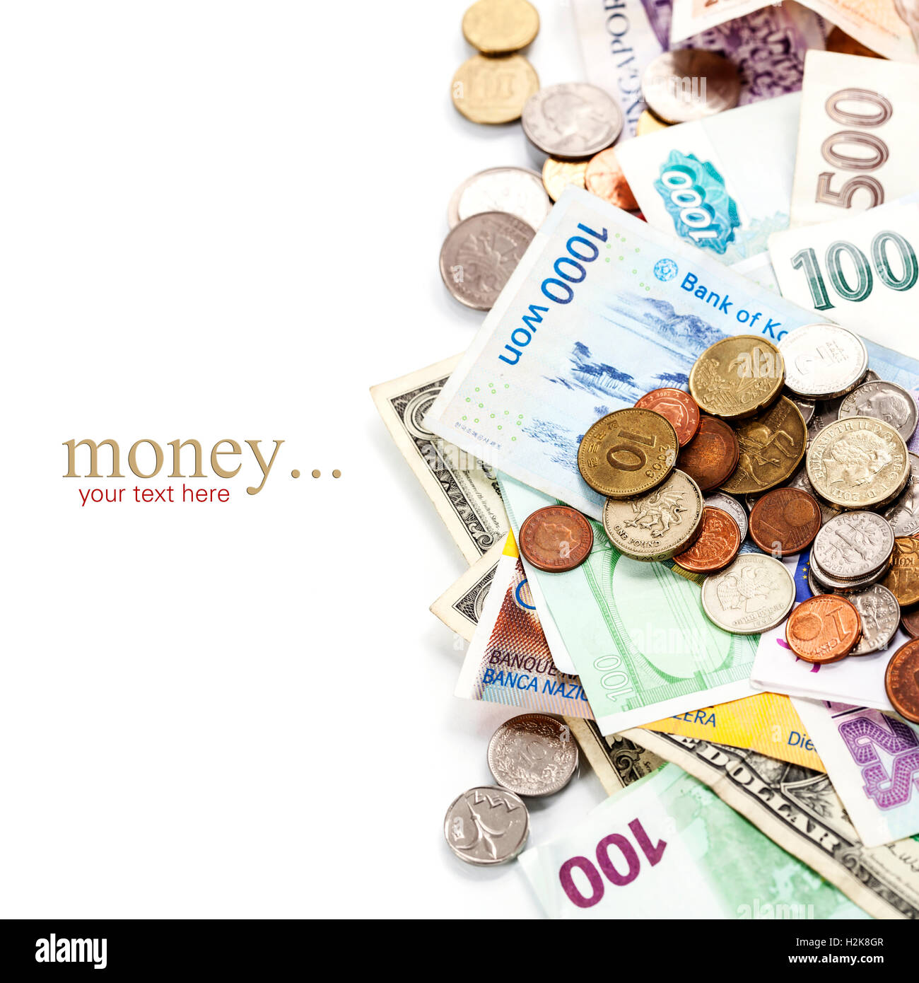 Foreign coins and banknotes Stock Photo - Alamy