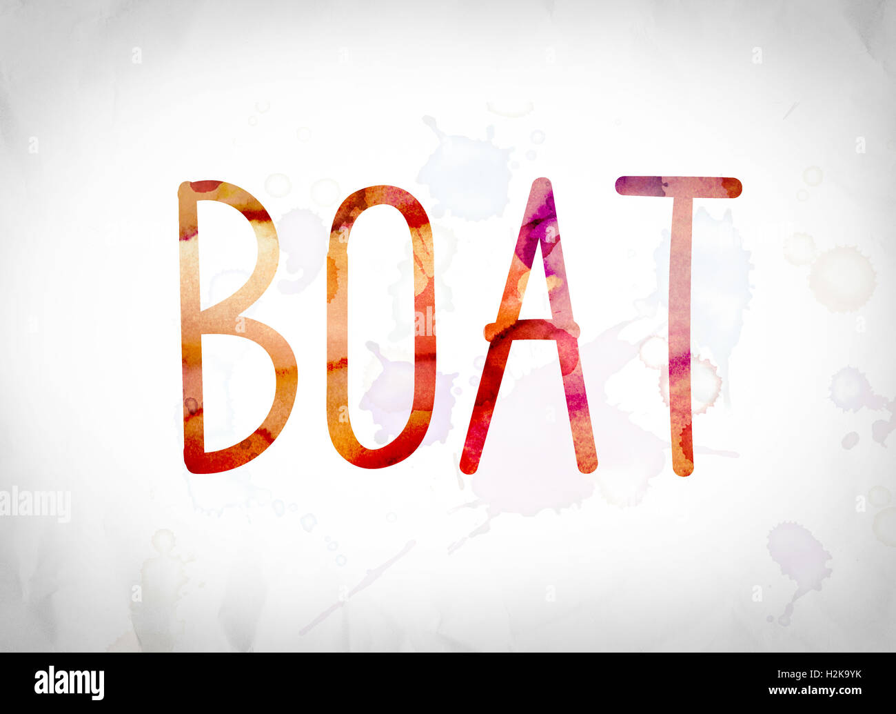 The word "Boat" written in watercolor washes over a white paper ...