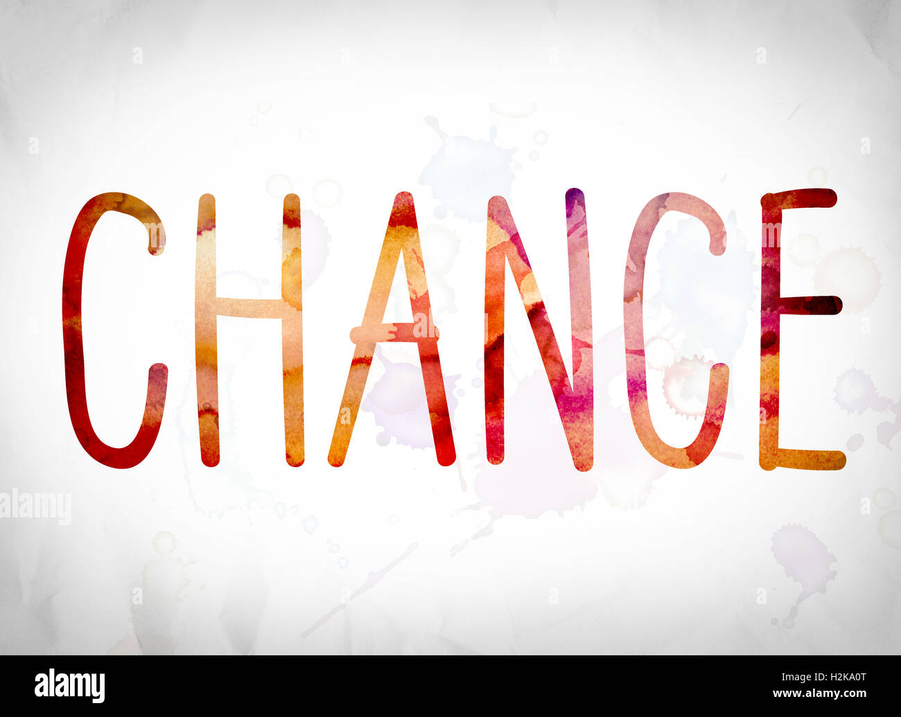 The word "Chance" written in watercolor washes over a white paper ...
