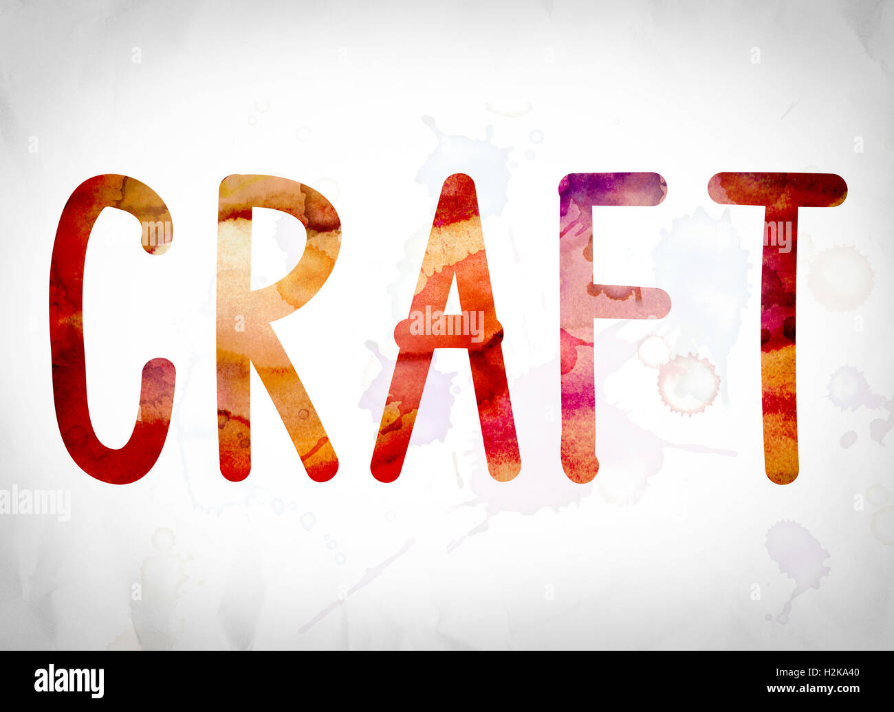 The word "Craft" written in watercolor washes over a white paper ...