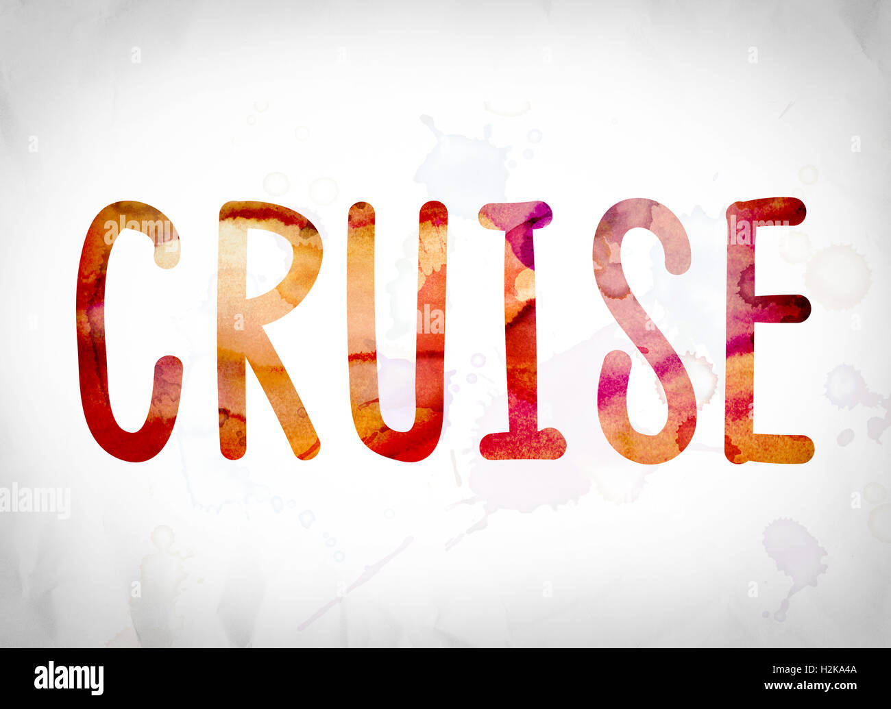 The word "Cruise" written in watercolor washes over a white paper ...