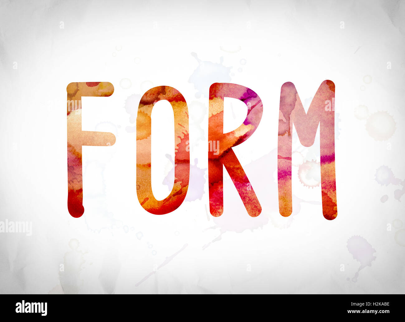 The word "Form" written in watercolor washes over a white paper ...