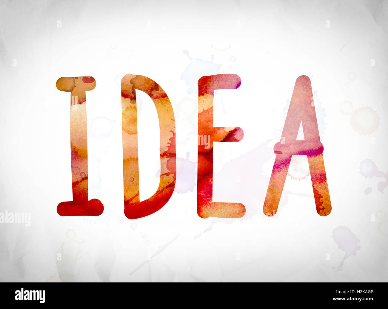 The word "Idea" written in watercolor washes over a white paper ...