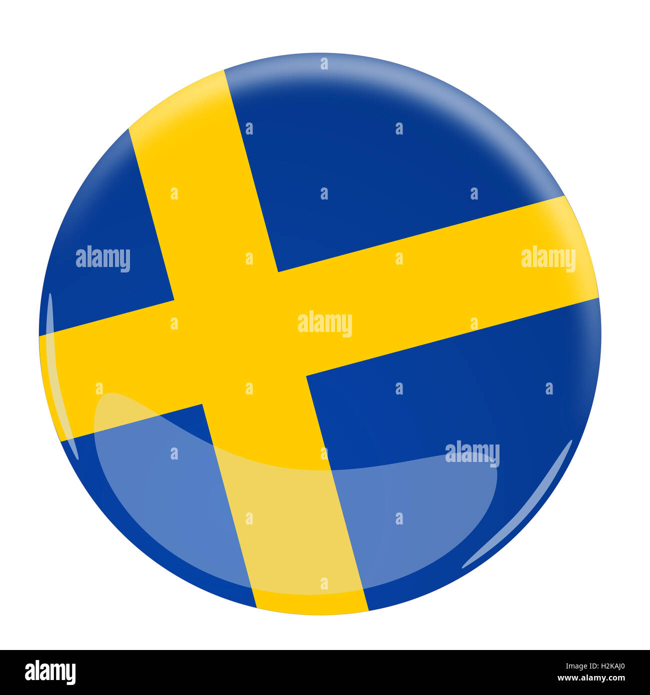 Illustration of a glossy button with the flag of Sweden Stock Photo - Alamy