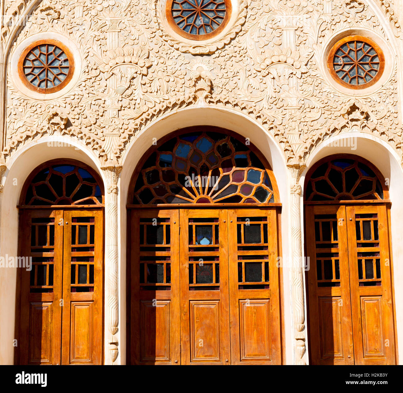 blur in iran kashan the old persian architecture window and glass in ...
