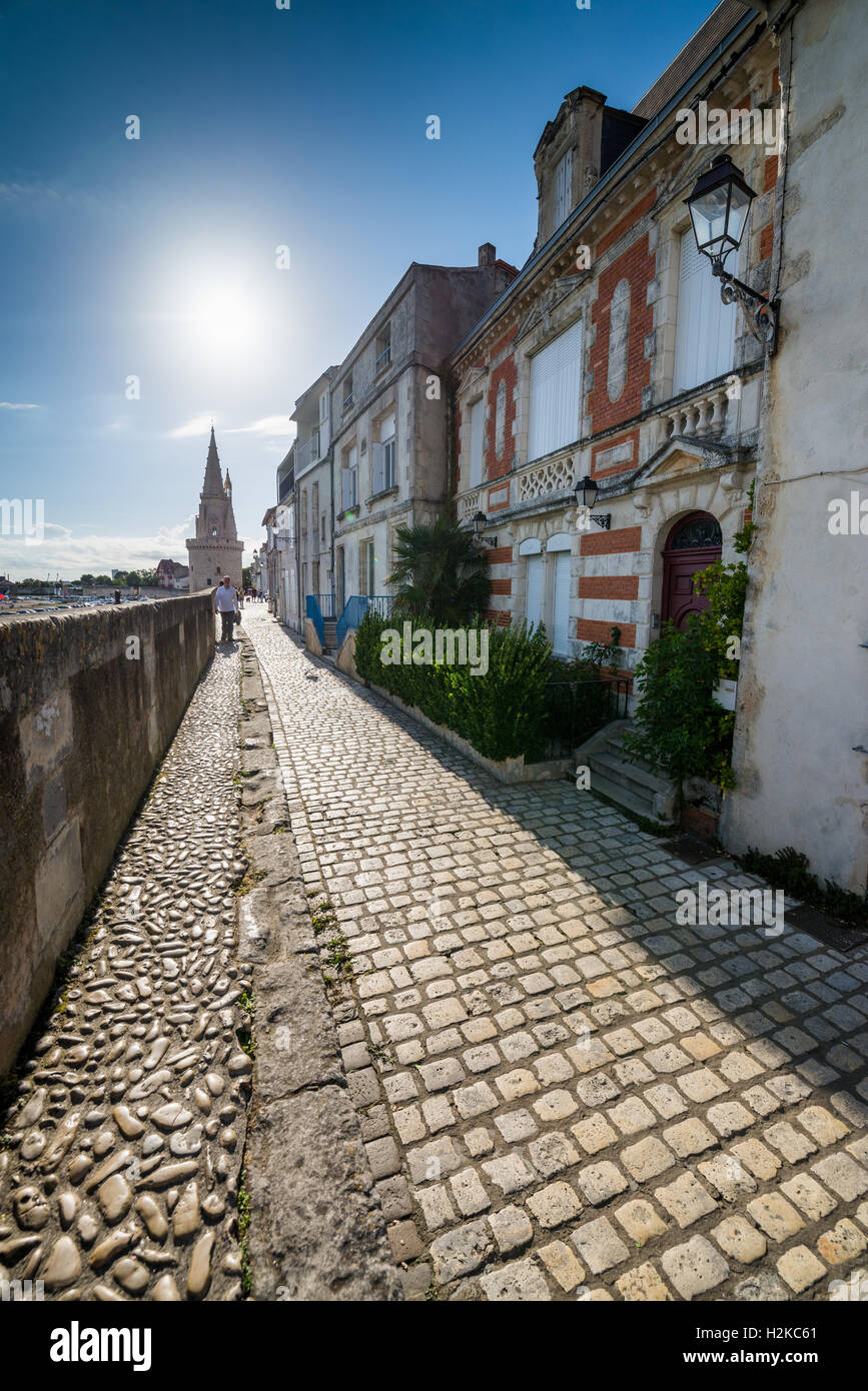 City street in La Rochelle, Charente Maritime, south west France, EU ...