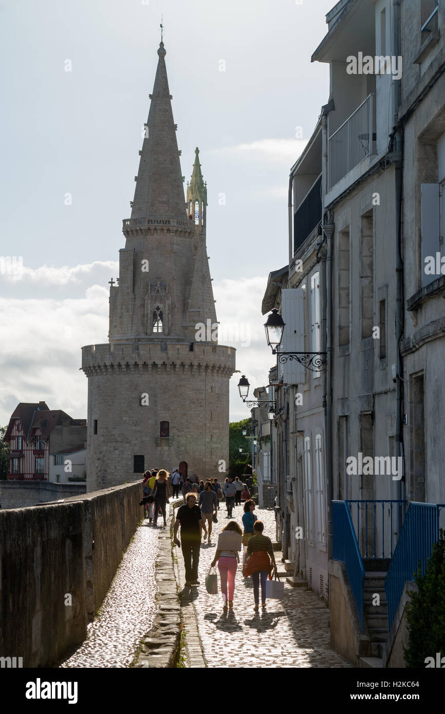 City street in La Rochelle, Charente Maritime, south west France, EU ...