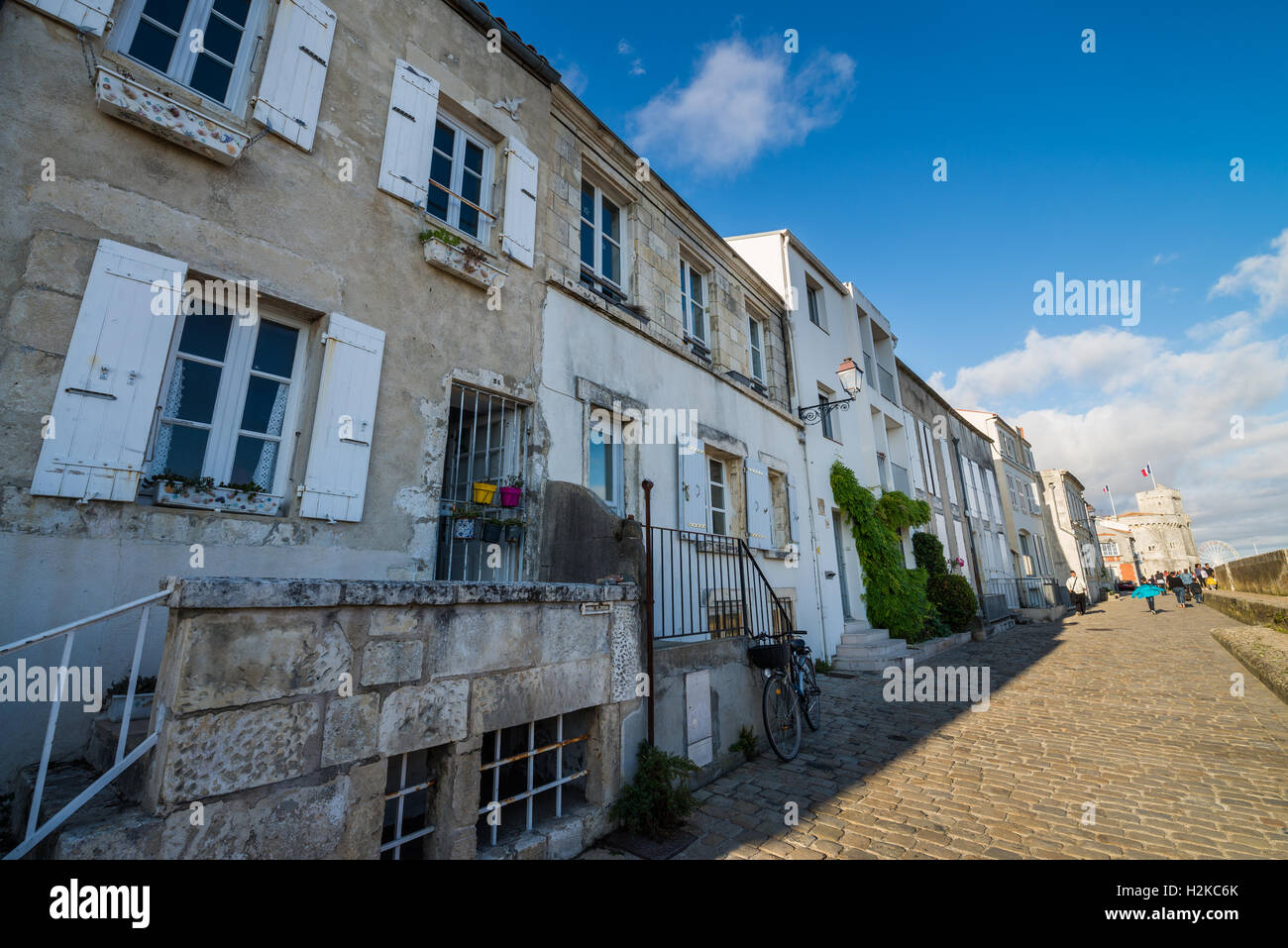 City street in La Rochelle, Charente Maritime, south west France, EU ...